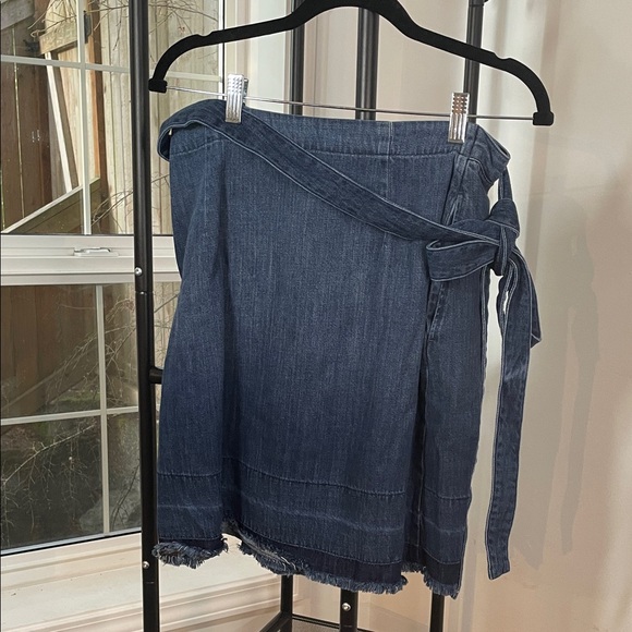 cloth & stone | Skirts | Cloth Stone Blue Denim Wrap Mini Skirt | Poshmark